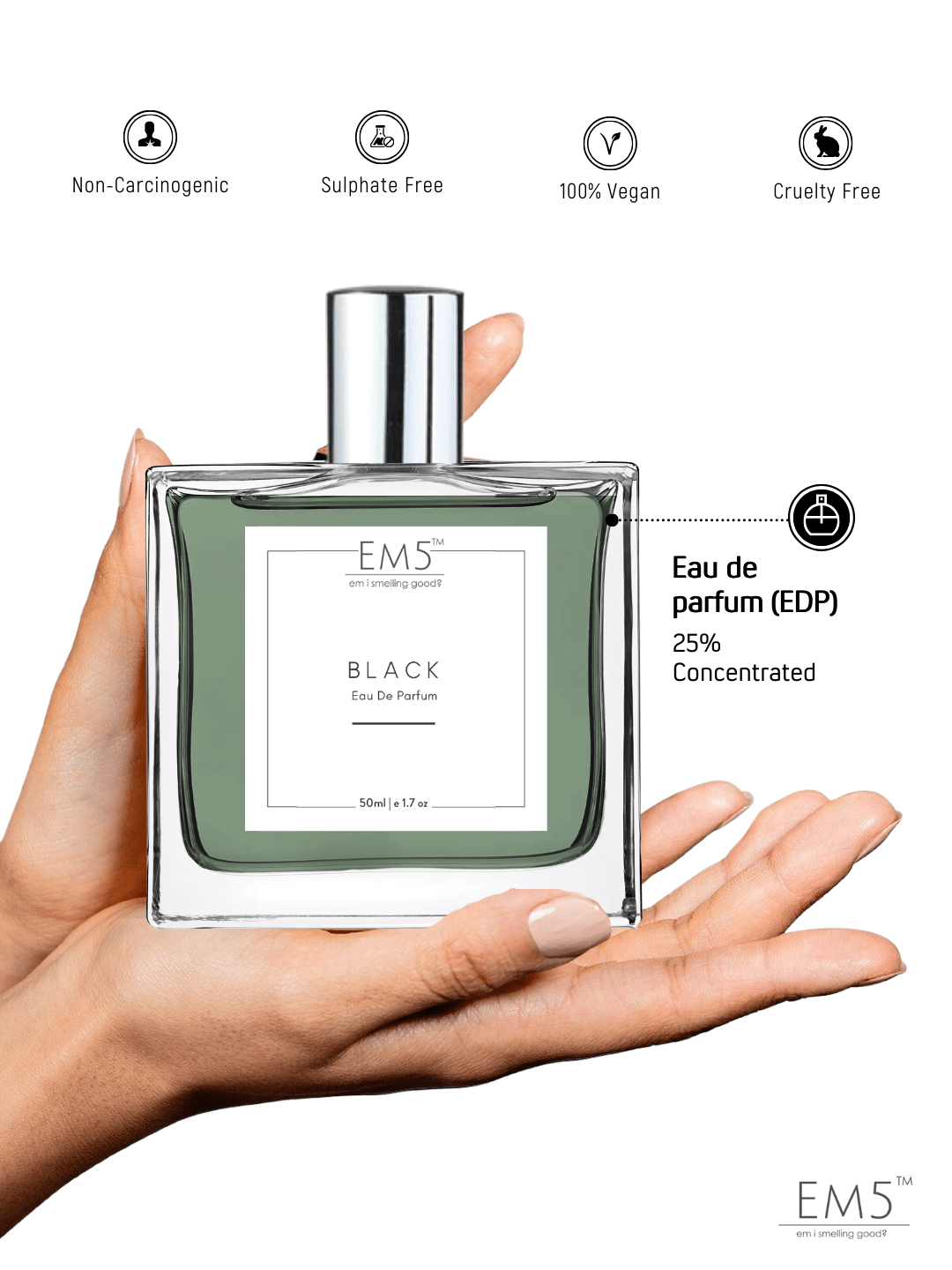 EM5™ Black Perfume EDP Spray for Men | Woody Warm Spicy Fragrance Acco ...